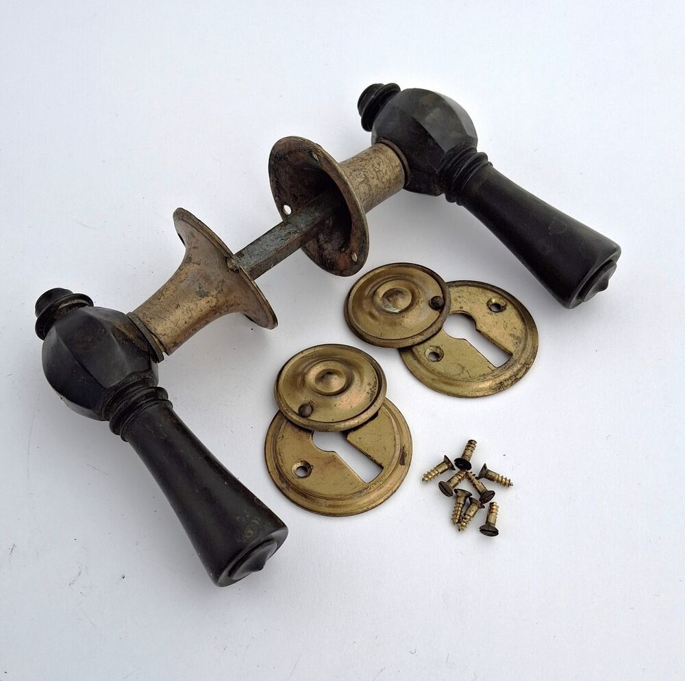 Dørgreb. Messing, Ibenholt, vintage - Genbyg