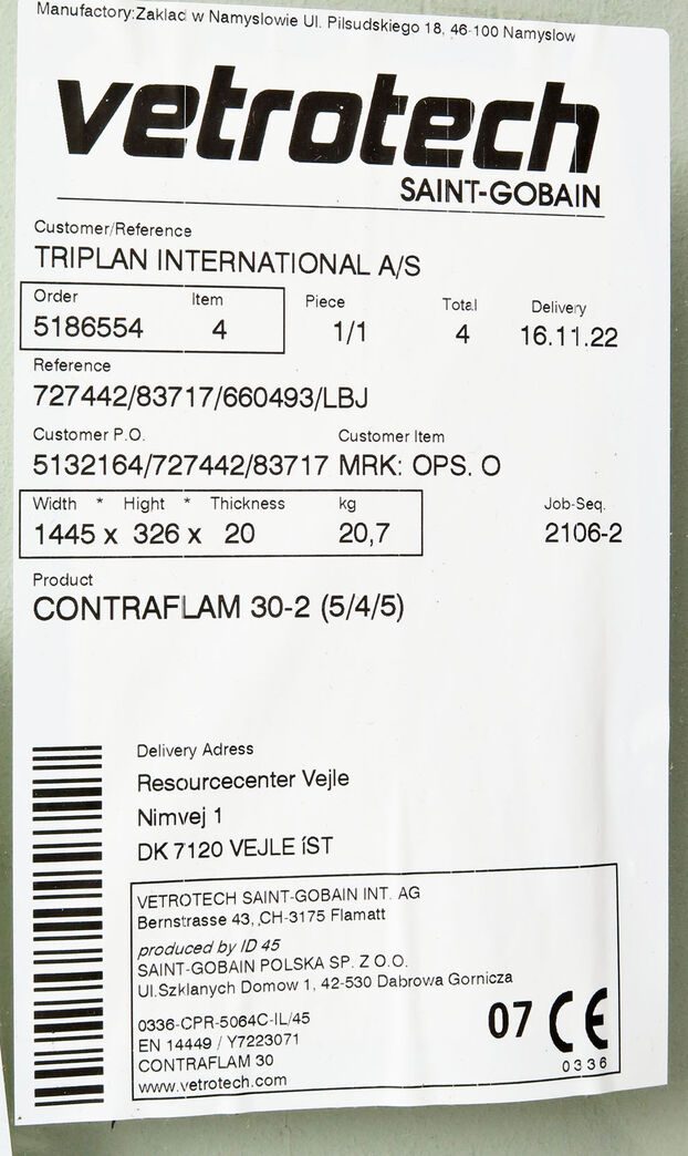 Brandglas contraflam 30 - 2. 20mm - Genbyg